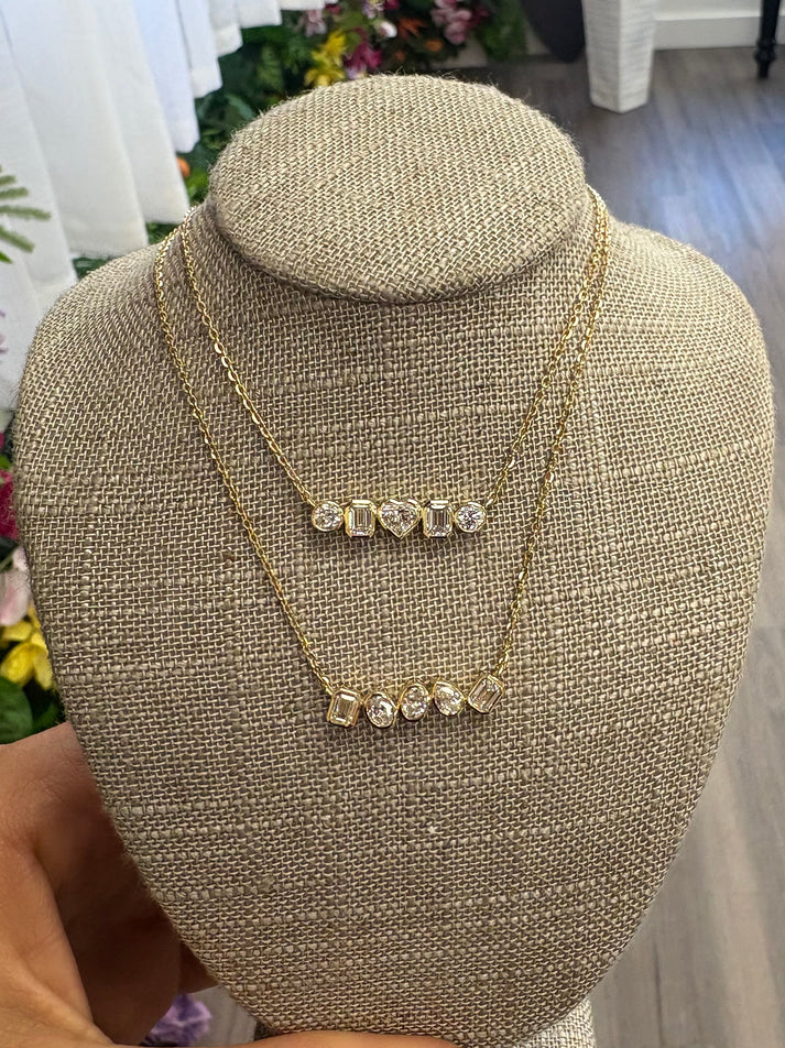 Multi Shape Bezel Bar Necklace – The Diamond Lab